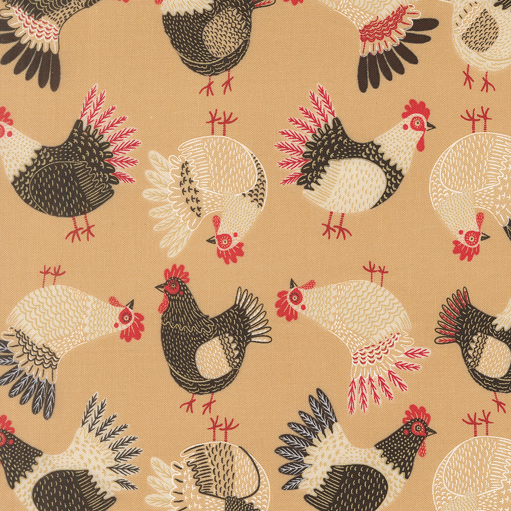 Tossed Chickens Hay Fabric | The Henhouse by Moda — Fabric Roost, LLC