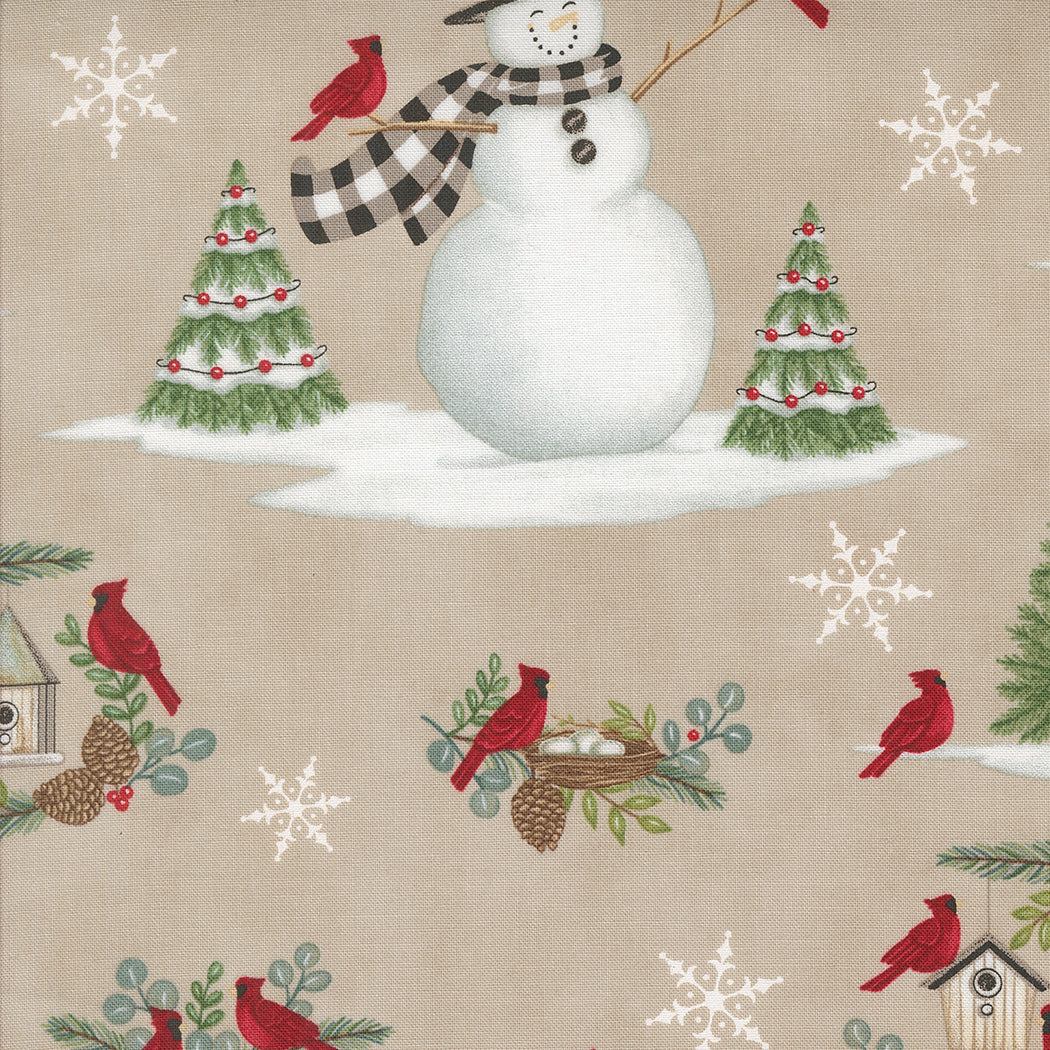 Winter Friends Snowman & Cardinal Fabric in Fog | 56130 12 by Deb ...
