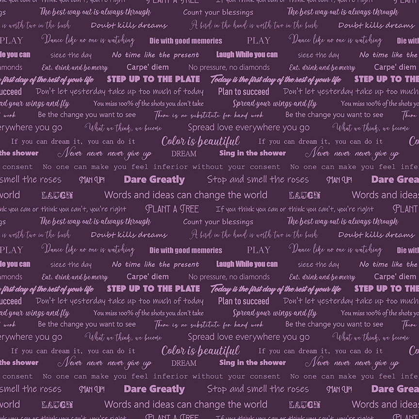 Fragrant Fields Script Eggplant Fabric | Text Print by Lila Tueller ...