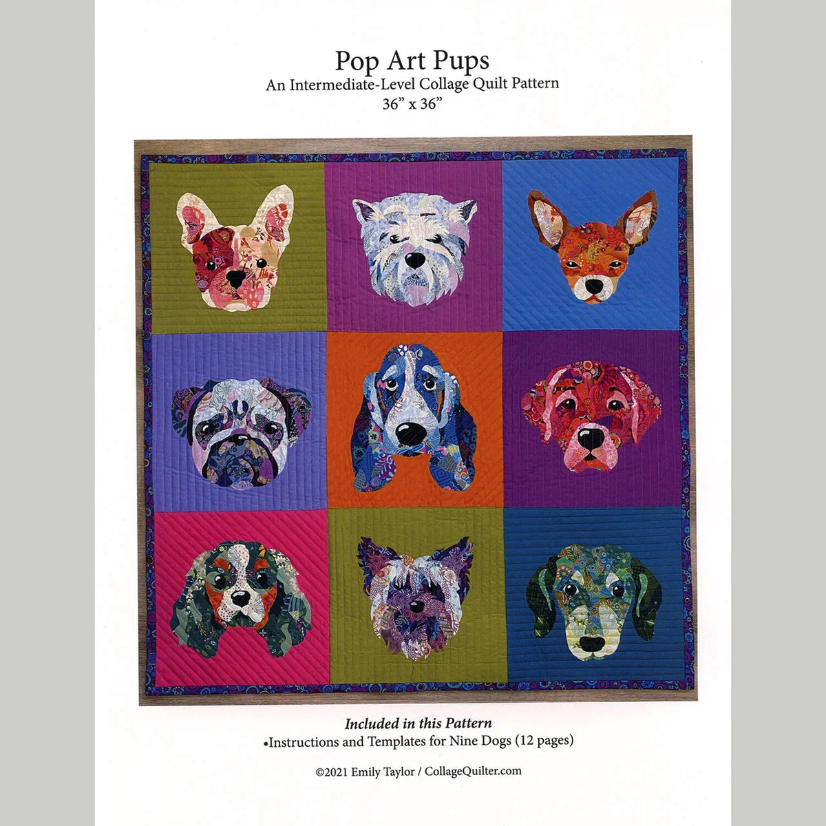 Pop Art Pups Dog Collage Quilt Pattern by Emily Taylor – 36x36 — Fabric ...