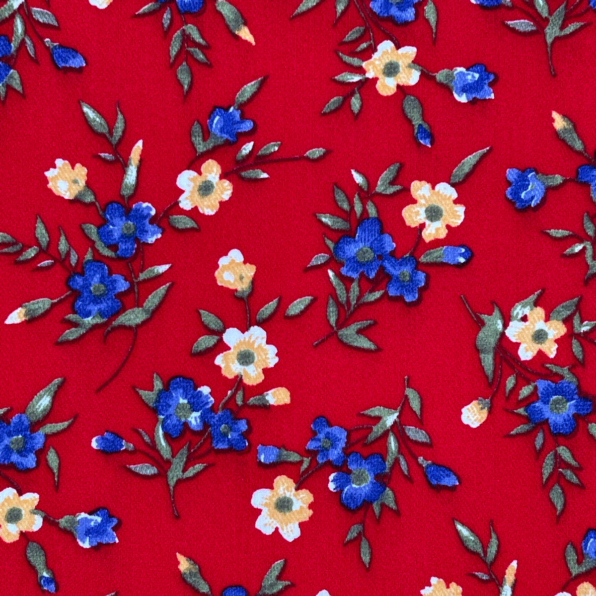 VINTAGE | Pretty Flowers on Red — Fabric Roost, LLC