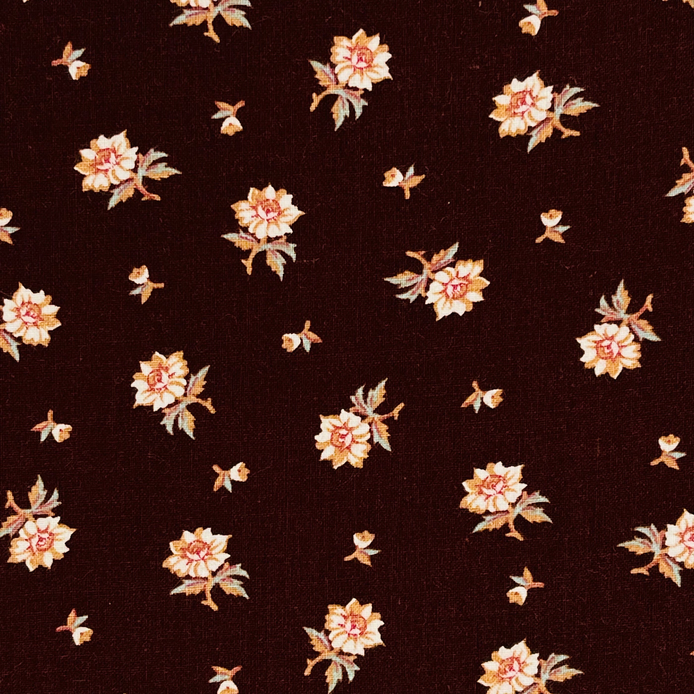 VINTAGE | Brown Flowers — Fabric Roost, LLC